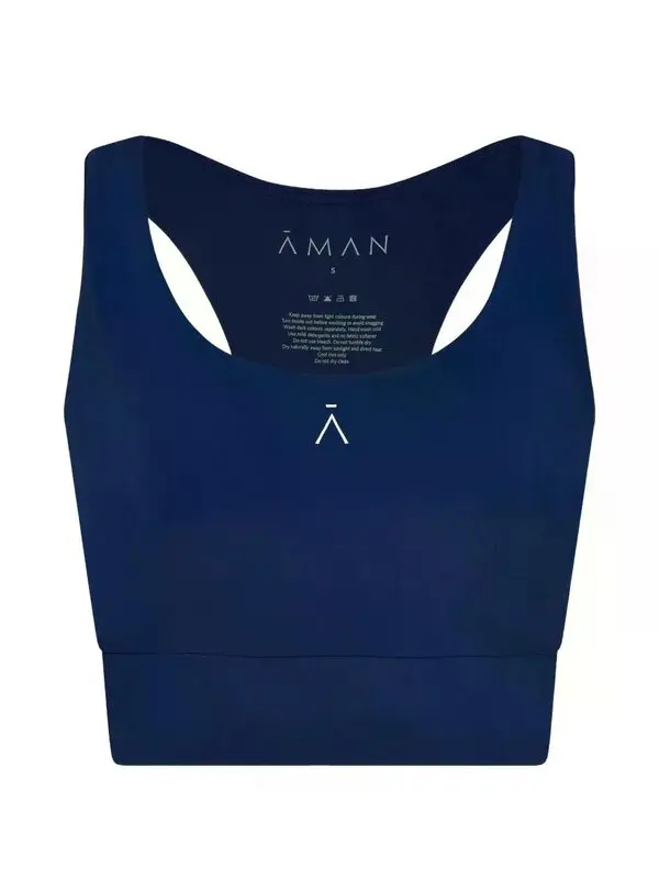 AMAN Logo Print Racerback Performance Crop Top
