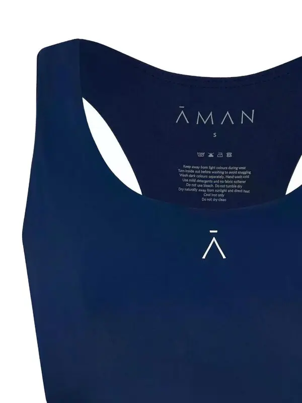 AMAN Logo Print Racerback Performance Crop Top