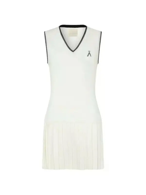 AMAN Knitted Pleated Sleeveless V-neck Dress
