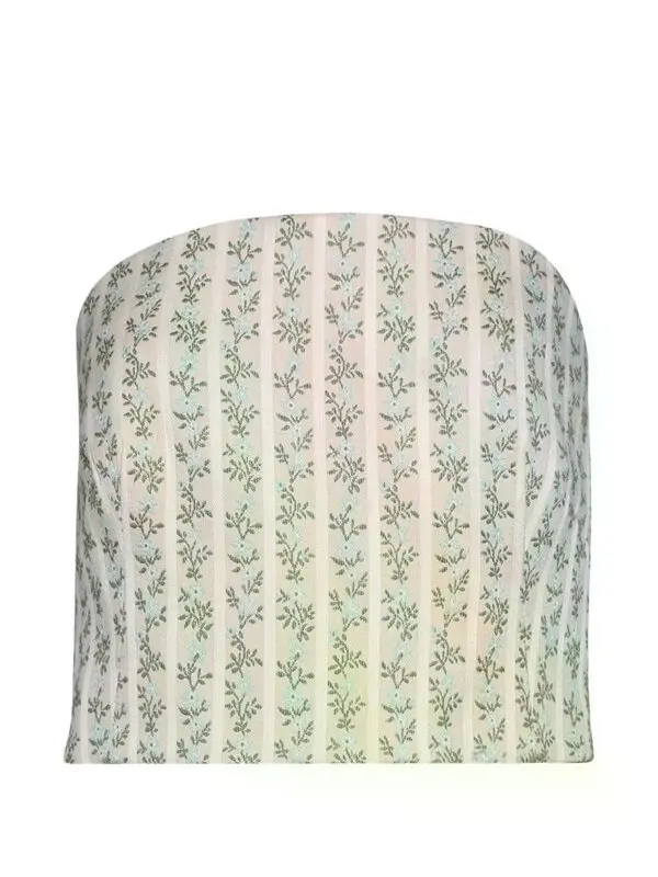 Rosie Assoulin Venus Floral Striped Strapless Top - Neutrals