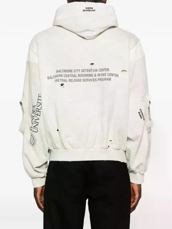 PROTOCOL INDEX Distressed Graphic Hoodie