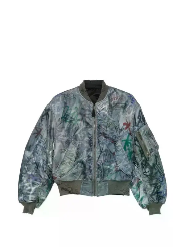 PROTOCOL INDEX Zip-fastening Print-detail Reversible Bomber Jacket