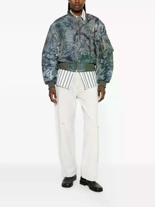 PROTOCOL INDEX Zip-fastening Print-detail Reversible Bomber Jacket