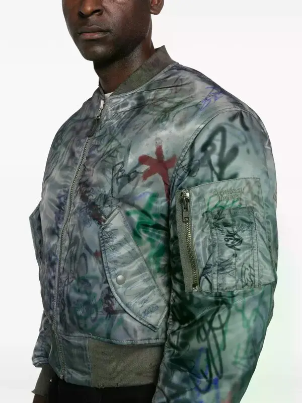 PROTOCOL INDEX Zip-fastening Print-detail Reversible Bomber Jacket