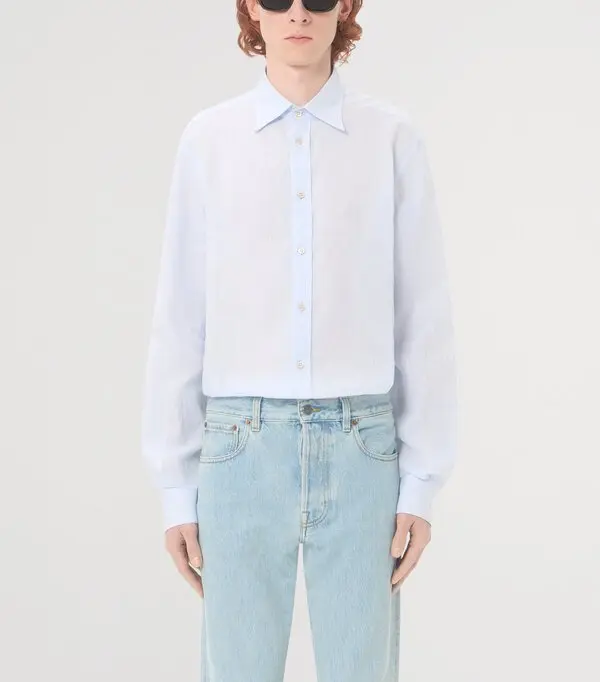 Valentino Garavani Linen Vlogo Embroidery Shirt