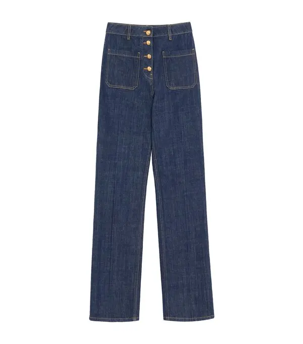 Valentino Garavani Patch Pocket High-rise Jeans - Blue