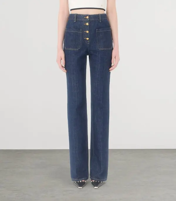 Valentino Garavani Patch Pocket High-rise Jeans - Blue