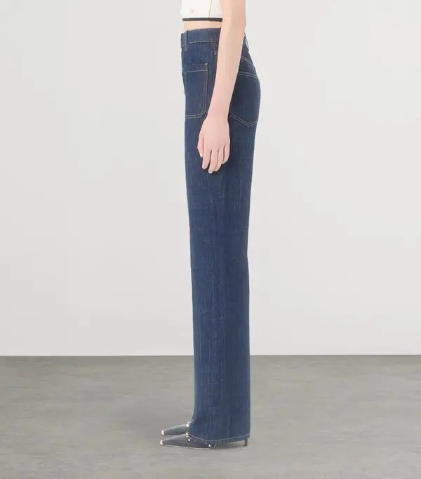 Valentino Garavani Patch Pocket High-rise Jeans - Blue