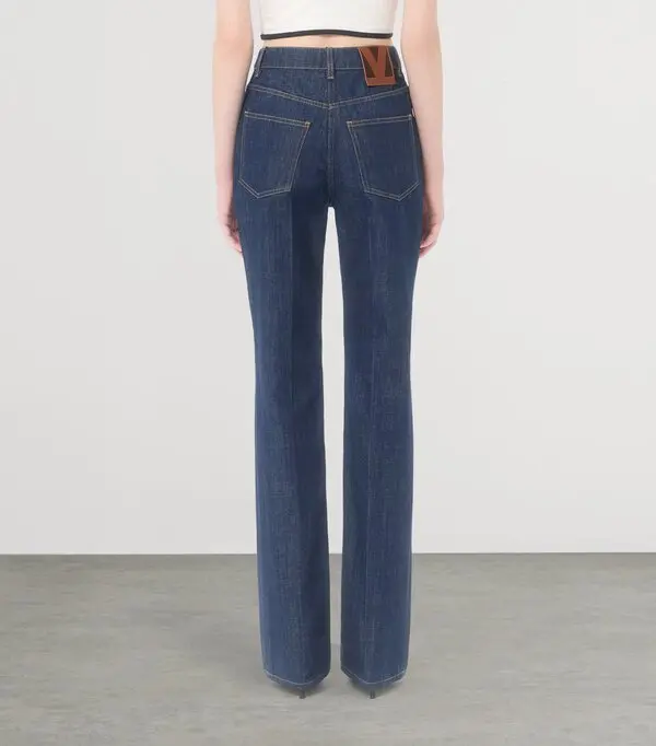 Valentino Garavani Patch Pocket High-rise Jeans - Blue