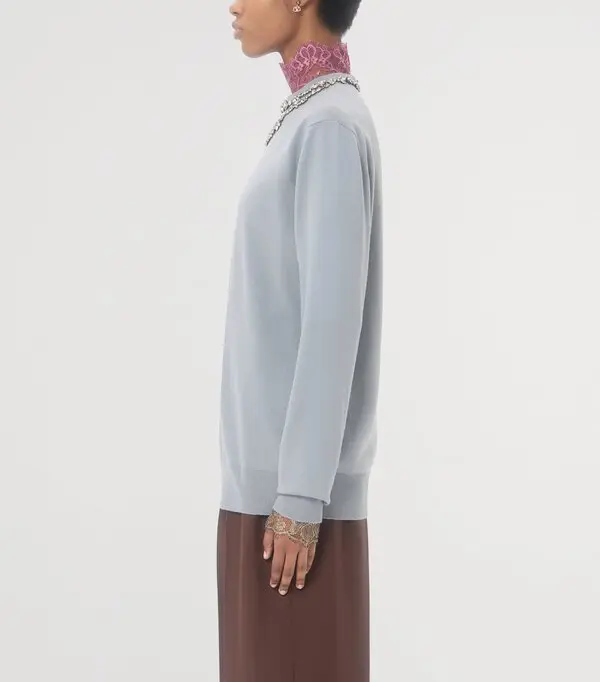 Valentino Garavani Virgin Wool Embellished Crew Neck Sweater