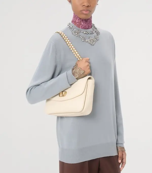 Valentino Garavani Virgin Wool Embellished Crew Neck Sweater