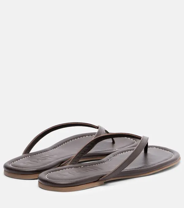 Staud Freja Leather Thong Sandals - Brown