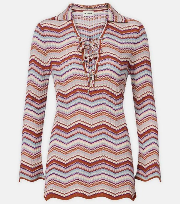 Rixo Brody Chevron Cotton Top - Multicoloured