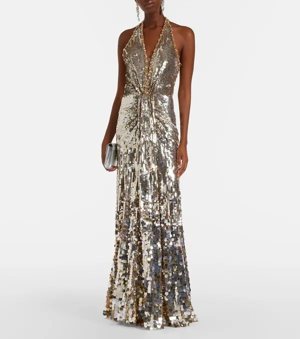 Jenny Packham Mars Embellished Gathered Gown