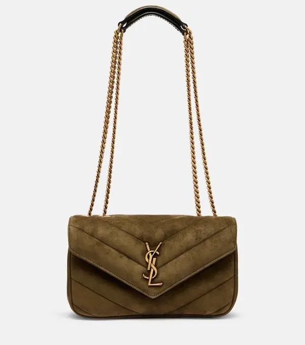 Saint Laurent Loulou Small Shoulder Bag In Suede - Brown