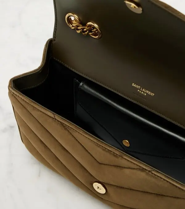 Saint Laurent Loulou Small Shoulder Bag In Suede - Brown