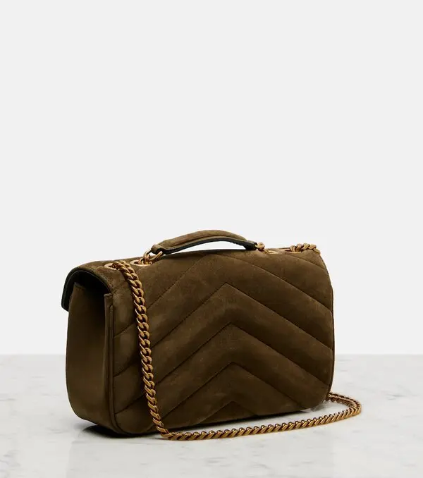 Saint Laurent Loulou Small Shoulder Bag In Suede - Brown