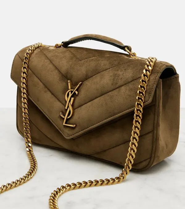 Saint Laurent Loulou Small Shoulder Bag In Suede - Brown