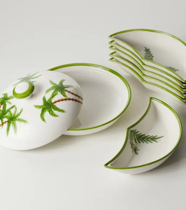 LES-OTTOMANS Palm Ceramic Tray Set
