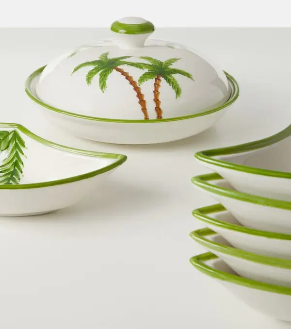 LES-OTTOMANS Palm Ceramic Tray Set