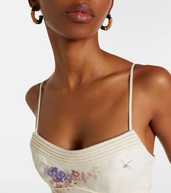 Zimmermann Alchemy Floral Linen Midi Dress