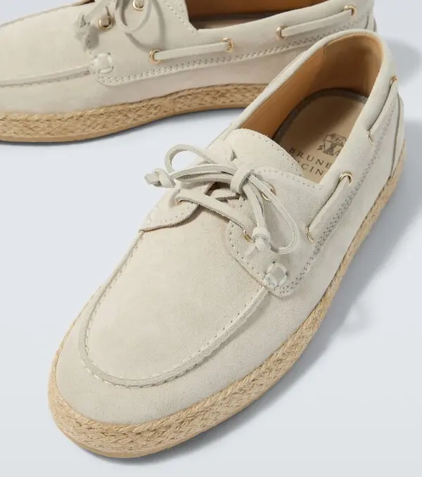 Brunello Cucinelli Suede Boat Shoes - Beige