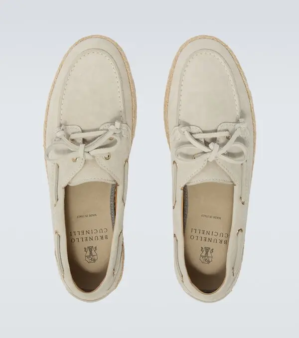Brunello Cucinelli Suede Boat Shoes - Beige