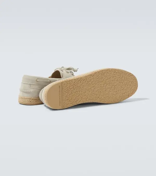 Brunello Cucinelli Suede Boat Shoes - Beige