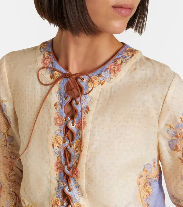 Zimmermann Indra Floral Linen Tunic - Yellow
