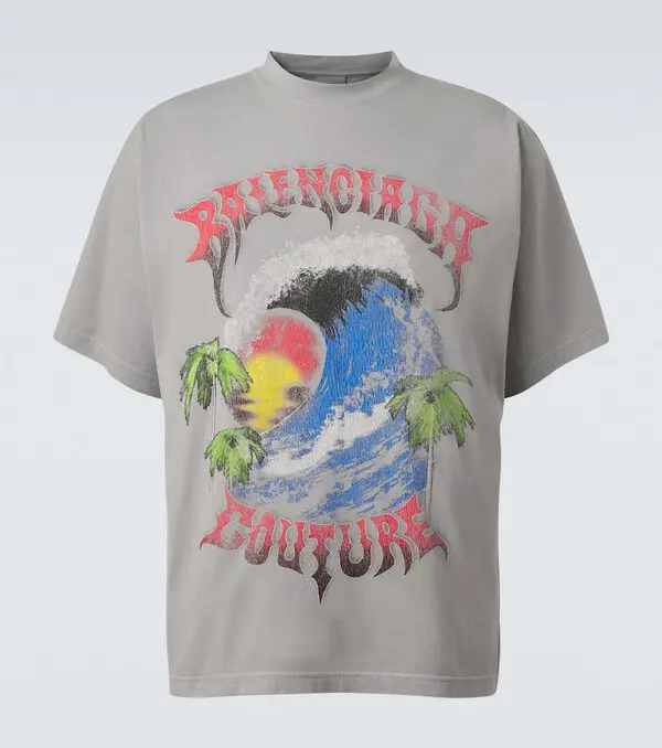 Balenciaga Printed Cotton Jersey T-shirt