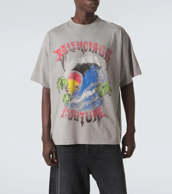 Balenciaga Printed Cotton Jersey T-shirt