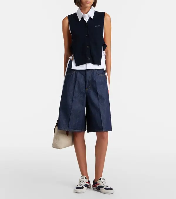 AGOLDE Nolan Denim Bermuda Shorts In Milkshake - Blue