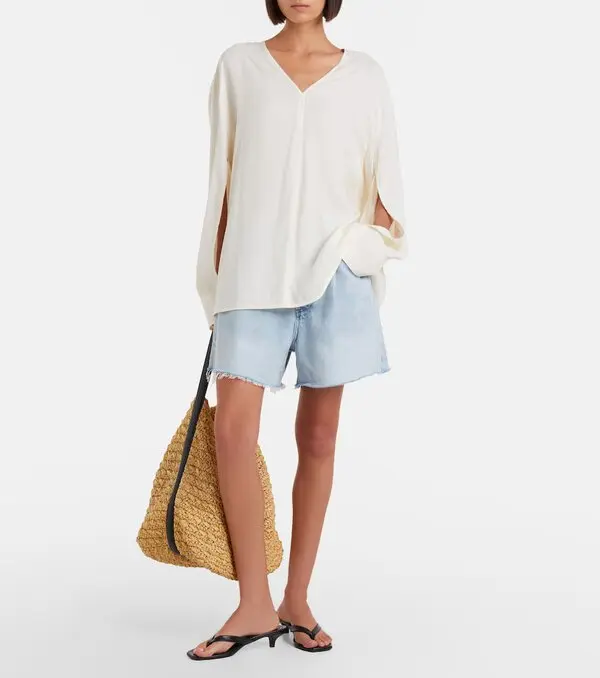 AGOLDE Rhoda Frayed Denim Shorts - Blue