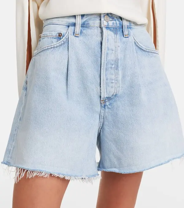 AGOLDE Rhoda Frayed Denim Shorts - Blue