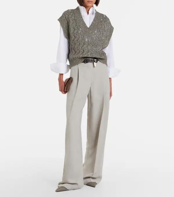 Brunello Cucinelli Monili Wide-leg Pants