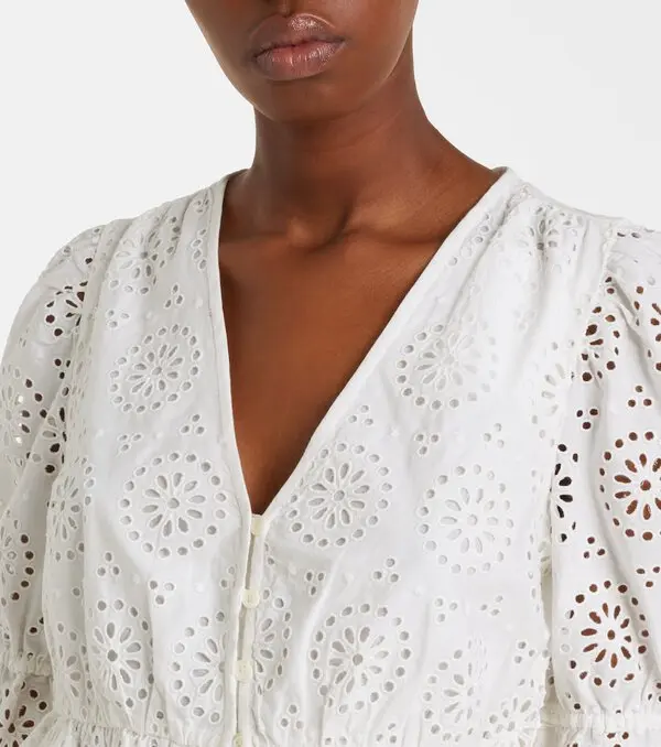 FRAME Broderie Anglaise Cotton Blouse