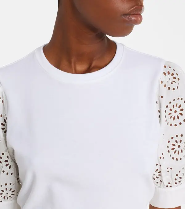 FRAME Deco Broderie Anglaise Cotton T-shirt
