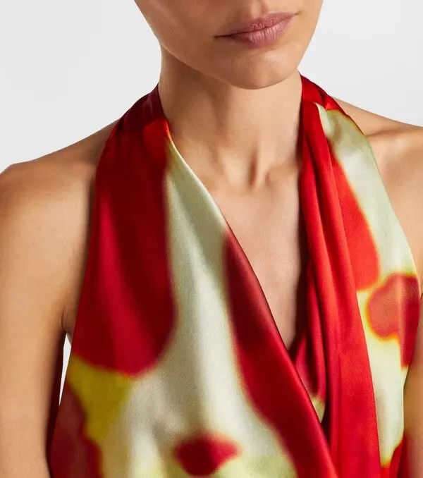 Staud Liora Printed Silk-blend Satin Minidress