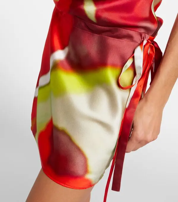 Staud Liora Printed Silk-blend Satin Minidress