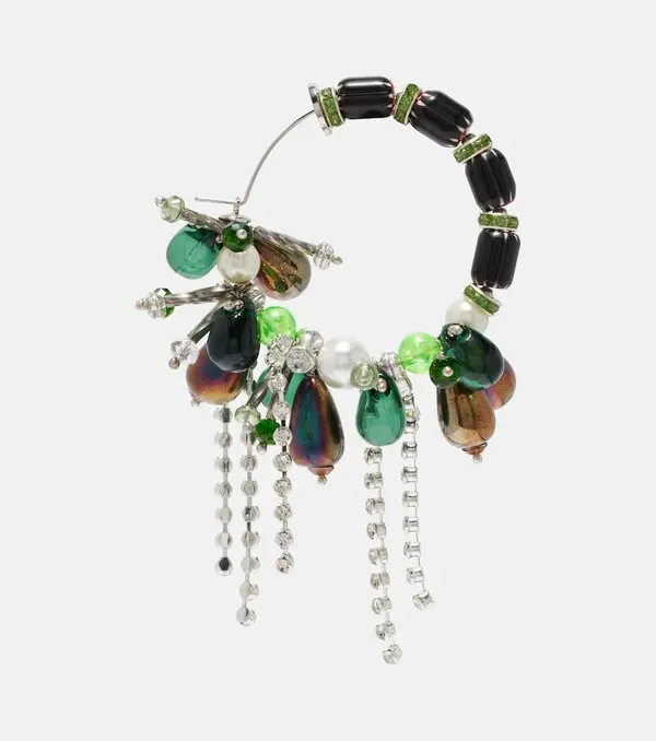 Dries Van Noten Embellished Hoop Earrings - Green