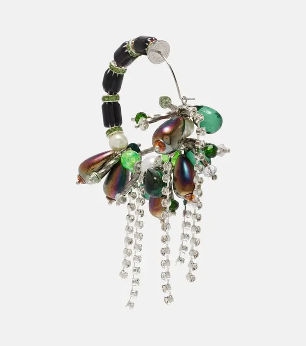 Dries Van Noten Embellished Hoop Earrings - Green