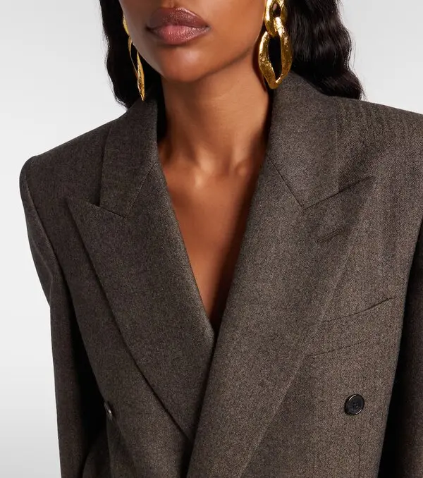 Saint Laurent Herringbone Double-breasted Wool Blazer