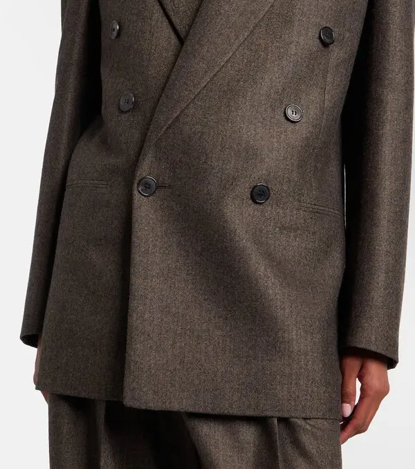 Saint Laurent Herringbone Double-breasted Wool Blazer