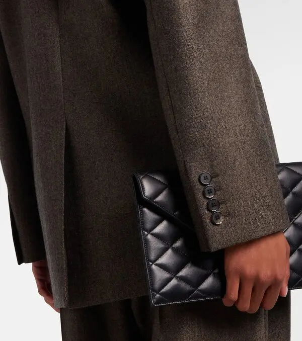 Saint Laurent Herringbone Double-breasted Wool Blazer