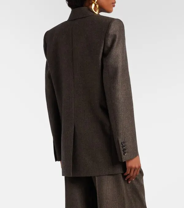 Saint Laurent Herringbone Double-breasted Wool Blazer