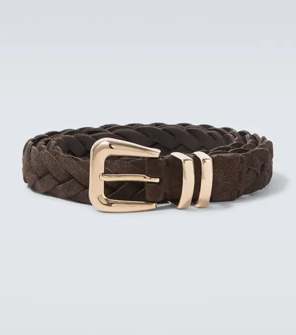 Brunello Cucinelli Braided Suede Belt - Brown