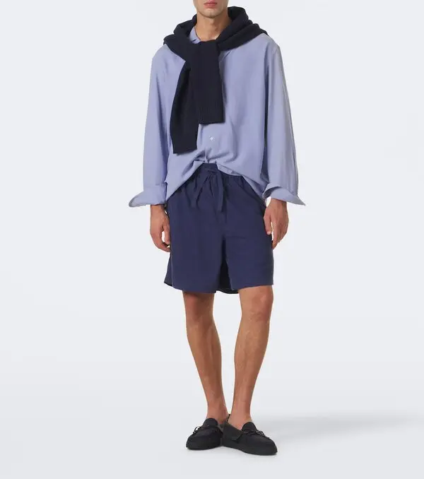 SAMAN AMEL Silk Shorts - Blue