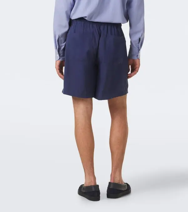 SAMAN AMEL Silk Shorts - Blue