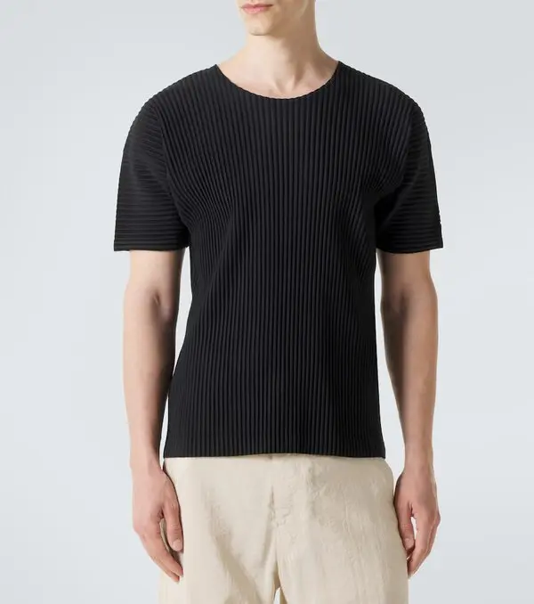 Issey Miyake Homme Plissé Basics Pleated T-shirt - Black