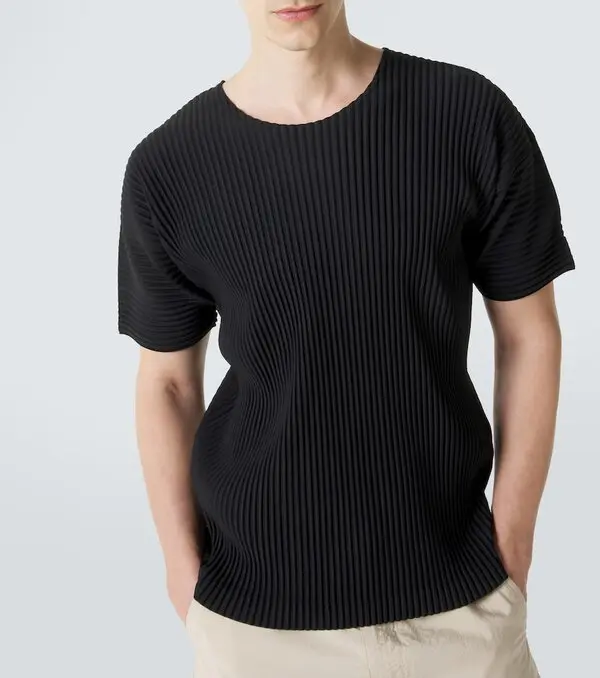 Issey Miyake Homme Plissé Basics Pleated T-shirt - Black